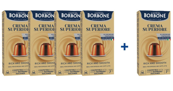 Borbone Crema Superiore 4+1 СЕТ ☕ 50 бр. Капсули съвместими за ...